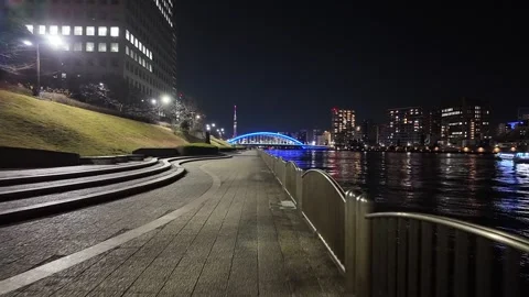 Tokyo Sumida River Terrace Night View Ja... | Stock Video | Pond5