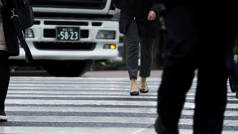 Tokyo Woman Crosses Street In High Heels... | Stock Video | Pond5