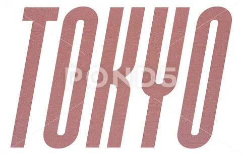 TOKYO word with terracotta colored fabric texture on white background ...