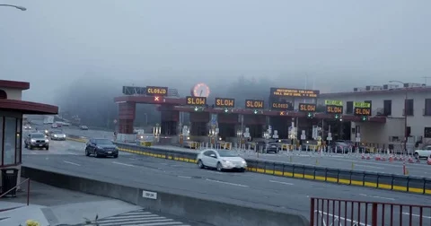 Toll road booths to cross the Golden Gat... | Stock Video | Pond5