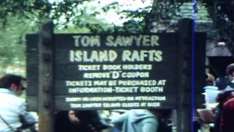 Tom Sawyer island raft ride sign | Stock Video | Pond5