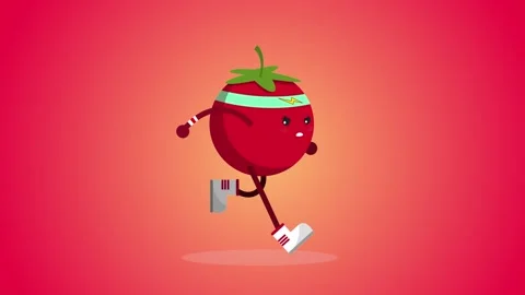 Tomato running cycle animation. Colorful... | Stock Video | Pond5