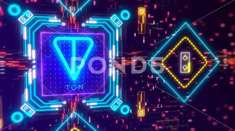 TON Virtual Machine symbol. Hi-tech and business sign on digital ...