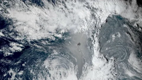 Tonga hunga volcano eruption as seen on ... | Stock Video | Pond5