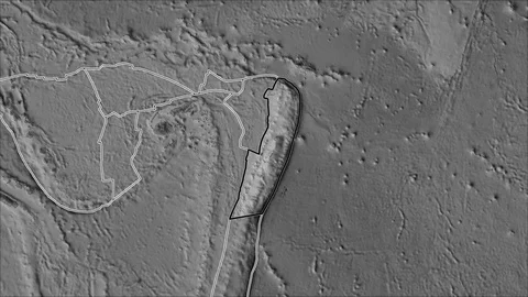 Tonga plate. Elevation grayscale. Stroke... | Stock Video | Pond5