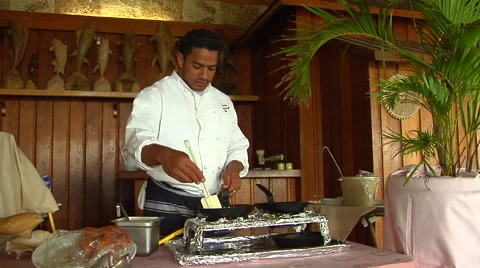 Tongan chef makes an omelette, people or... | Stock Video | Pond5