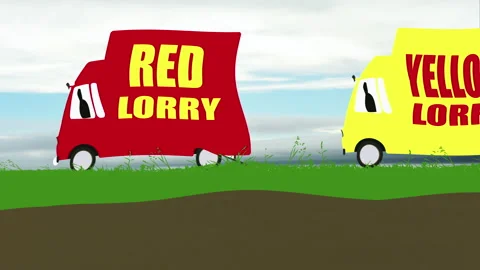 Tongue twister red lorry yellow lorry ca... | Stock Video | Pond5
