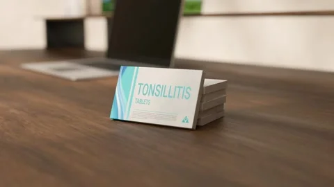 TONSILLITIS TABLETS IN A MEDICINE BOX | Stock Video | Pond5