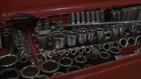 Tool box shiny rows of socket ratchet wr... | Stock Video | Pond5