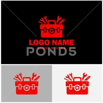 Toolbox icon Tool chest Tool kit Tool cabinet flat logo sign symbol ...
