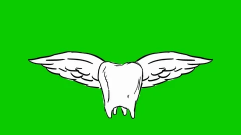 tooth - animation - wings - green screen | Stock Video | Pond5