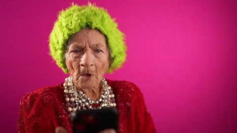Toothless elderly senior old woman with ... | Stock Video | Pond5