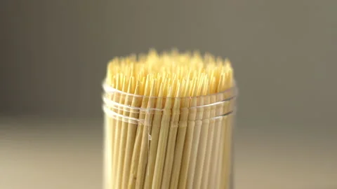 Toothpicks in a cup 4K | Stock Video | Pond5