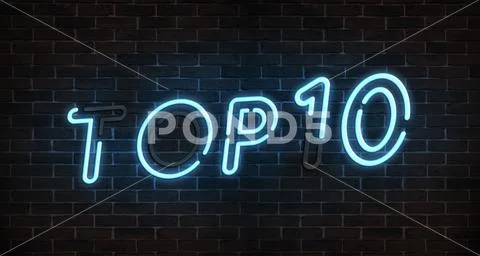 Top 10 neon light text with burnt out lamps on empty red brick wall ...