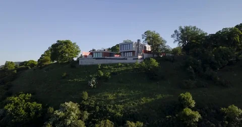 Top Aerial modern house design and lands... | Stock Video | Pond5