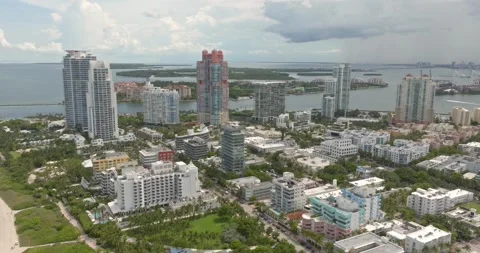 Top beaches in Miami Florida. Top view w... | Stock Video | Pond5