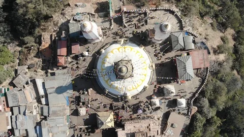 Top down aerial of Nepal temple, Swayamb... | Stock Video | Pond5