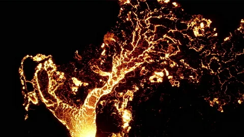 Top Down Aerial Night View of Volcanic L... | Stock Video | Pond5