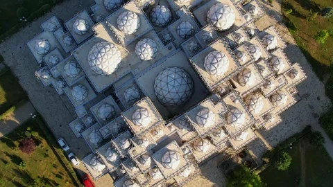 Top down aerial shot of famous library i... | Stock Video | Pond5