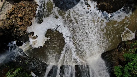 Top down aerial shot of the waterfalls c... | Stock Video | Pond5