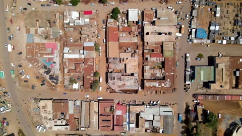 Top down aerial of slums in a rural Afri... | Stock Video | Pond5