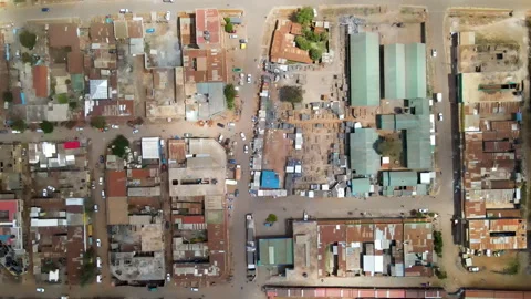 Top down aerial of small, busy streets i... | Stock Video | Pond5