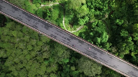 Top-down aerial view of big bridge in Ba... | Stock Video | Pond5