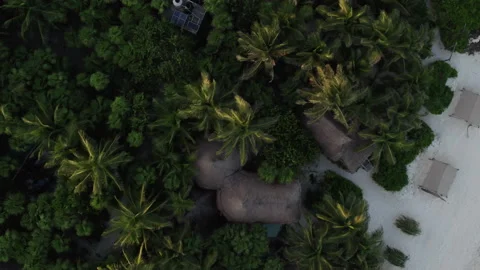 Top down aerial view of cabanas and huts... | Stock Video | Pond5