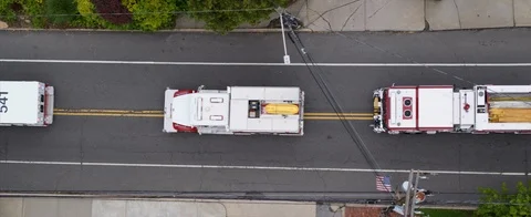 Top Down Aerial View of Fire Engine Truc... | Stock Video | Pond5