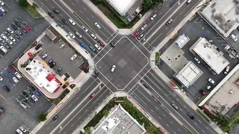 Top down aerial view of a highway inters... | Stock Video | Pond5