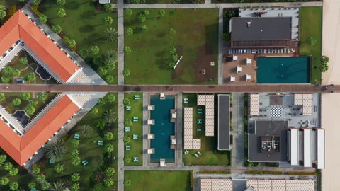 Top down aerial view of luxury beach res... | Stock Video | Pond5