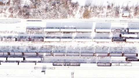 Top down aerial view of railway station ... | Stock Video | Pond5