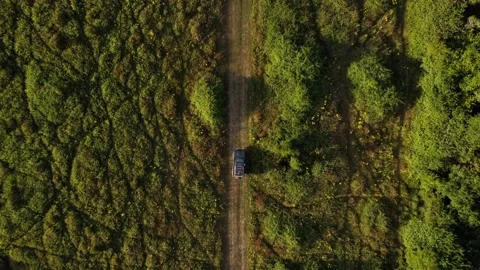 Top down aerial view off road 4x4 car dr... | Stock Video | Pond5
