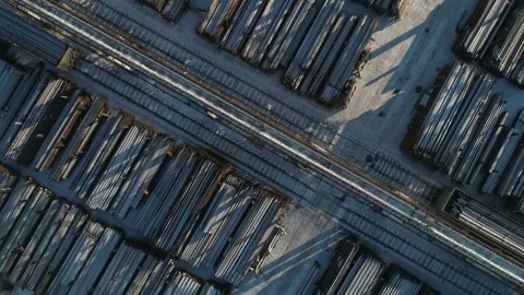 Top down aerial view of Round metal pipe... | Stock Video | Pond5