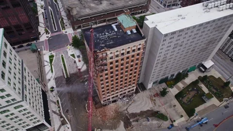 A top-down aerial view showing the demol... | Stock Video | Pond5