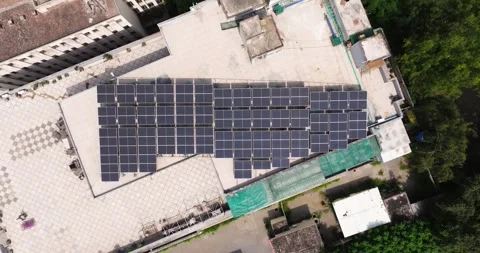Top Down Aerial View of Solar Panels on ... | Stock Video | Pond5
