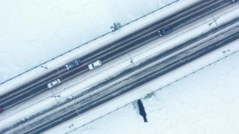 Top down aerial view Traffic on the brid... | Stock Video | Pond5