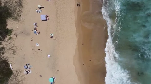 Top down beach shot of beach culture Aus... | Stock Video | Pond5