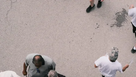 Top down bird's eye view of people walki... | Stock Video | Pond5