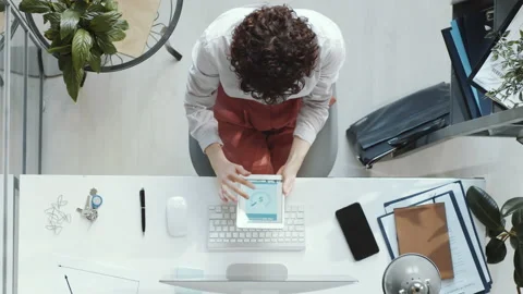 Top Down of Businesswoman Working on Dig... | Stock Video | Pond5