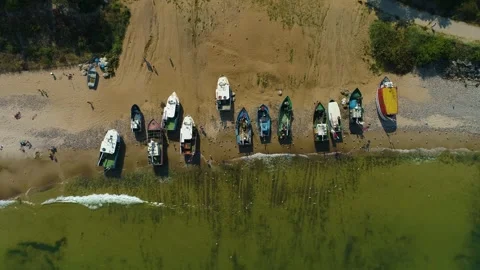 Top Down Fishing Harbor Jaroslawiec Przy... | Stock Video | Pond5