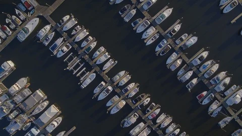 Top Down Pan Around Zoom In Boats Docked... | Stock Video | Pond5