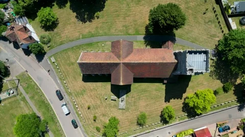 A top-down pan of St Mary's Church in Ch... | Stock Video | Pond5
