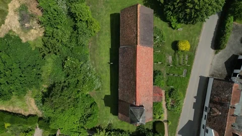 A top-down pan of St Mary's church and g... | Stock Video | Pond5