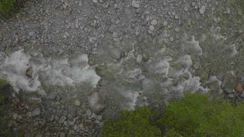 Top down panning along stream in Lynn Ca... | Stock Video | Pond5