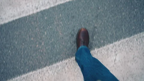 Top down pov view male feet steps walkin... | Stock Video | Pond5