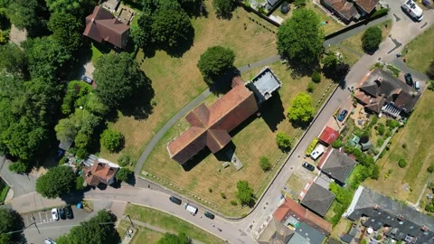 A top-down roll-shot of St Mary's church... | Stock Video | Pond5