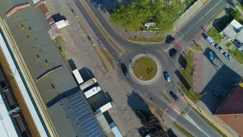 Top Down Rondo Railway Tracks Zielona Go... | Stock Video | Pond5