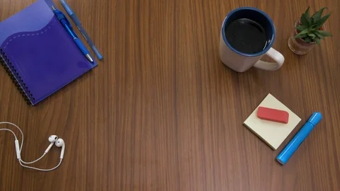 Top down shot off an office work desk en... | Stock Video | Pond5