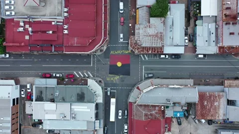 Top-down stationary view of busy crossro... | Stock Video | Pond5
